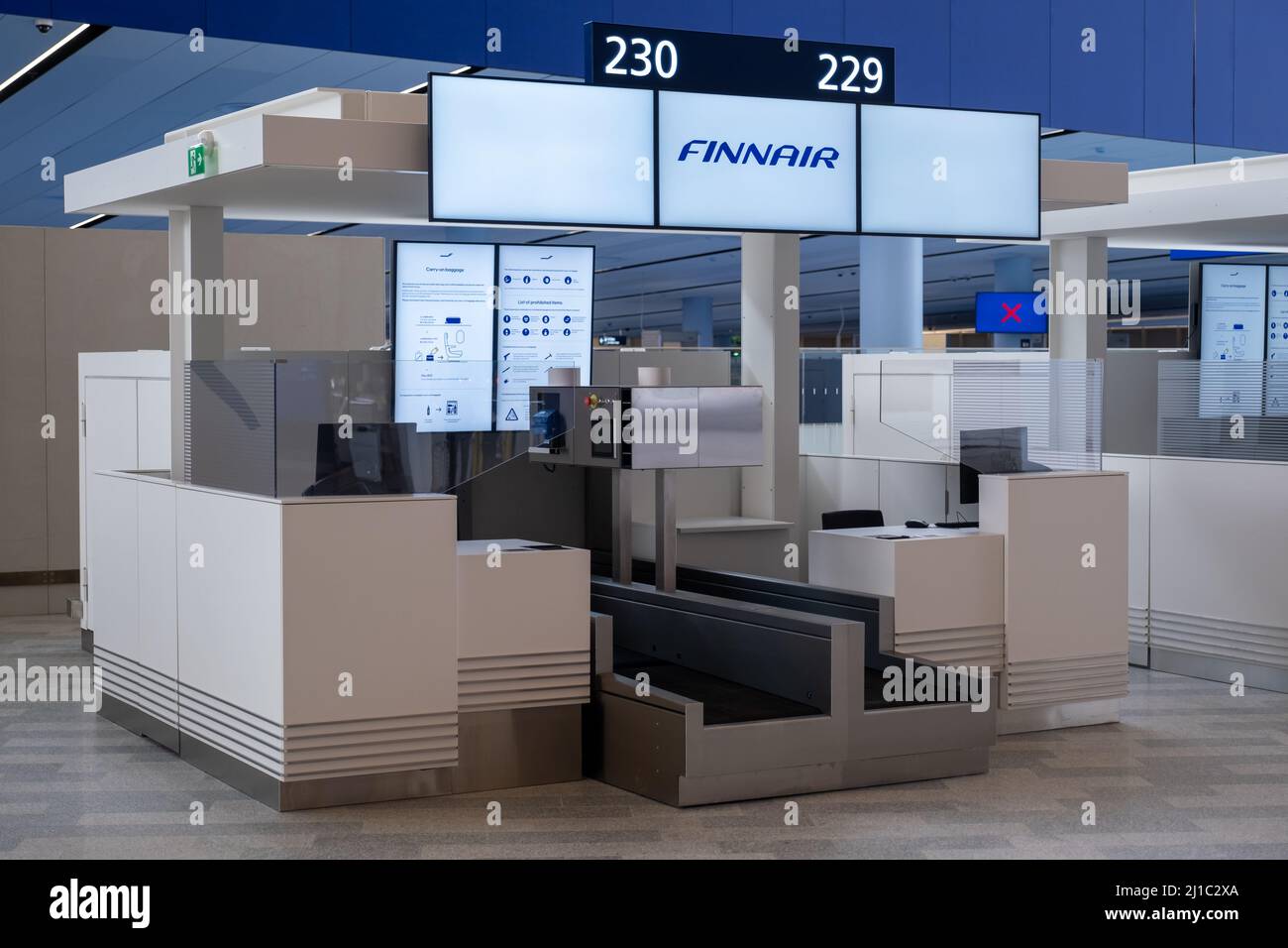 Helsinki / Finland - MARCH 24, 2022: Check-in counter for the Finnish ...