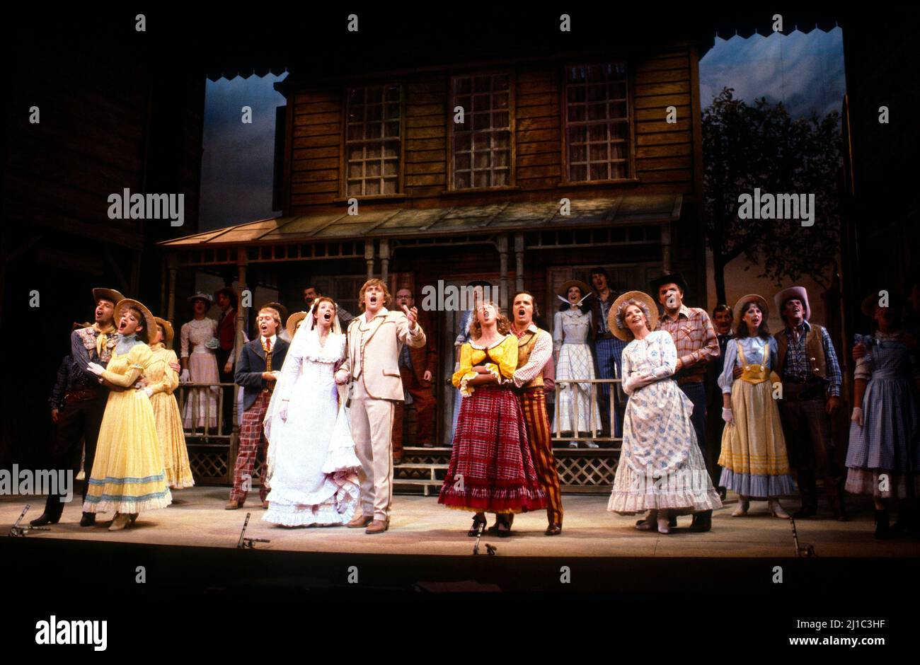 front left, l-r: Maria Friedman (Doris), Rosamund Shelley (Laurey ...