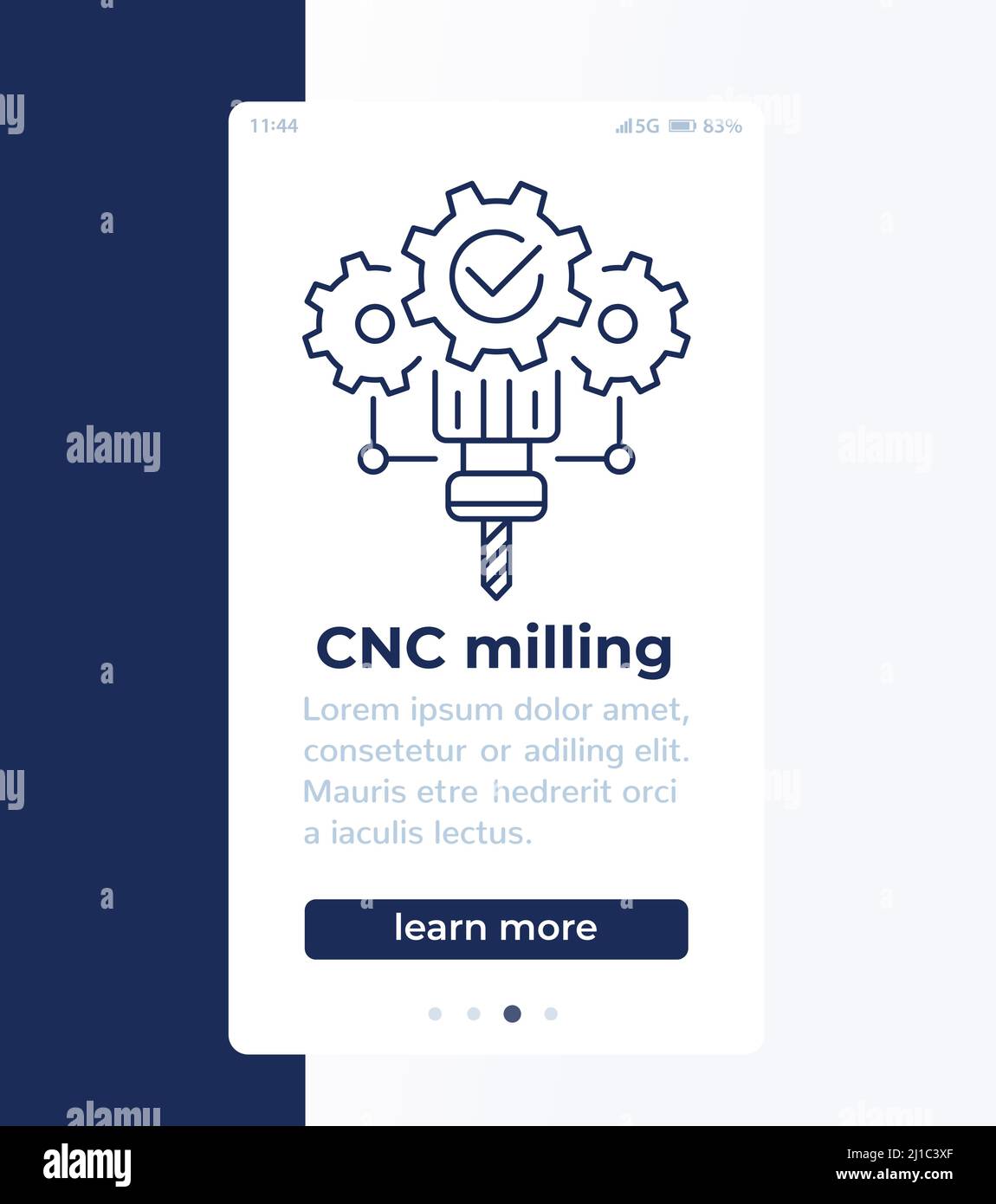 cnc milling, mobile banner design with line icon Stock Vector Image ...