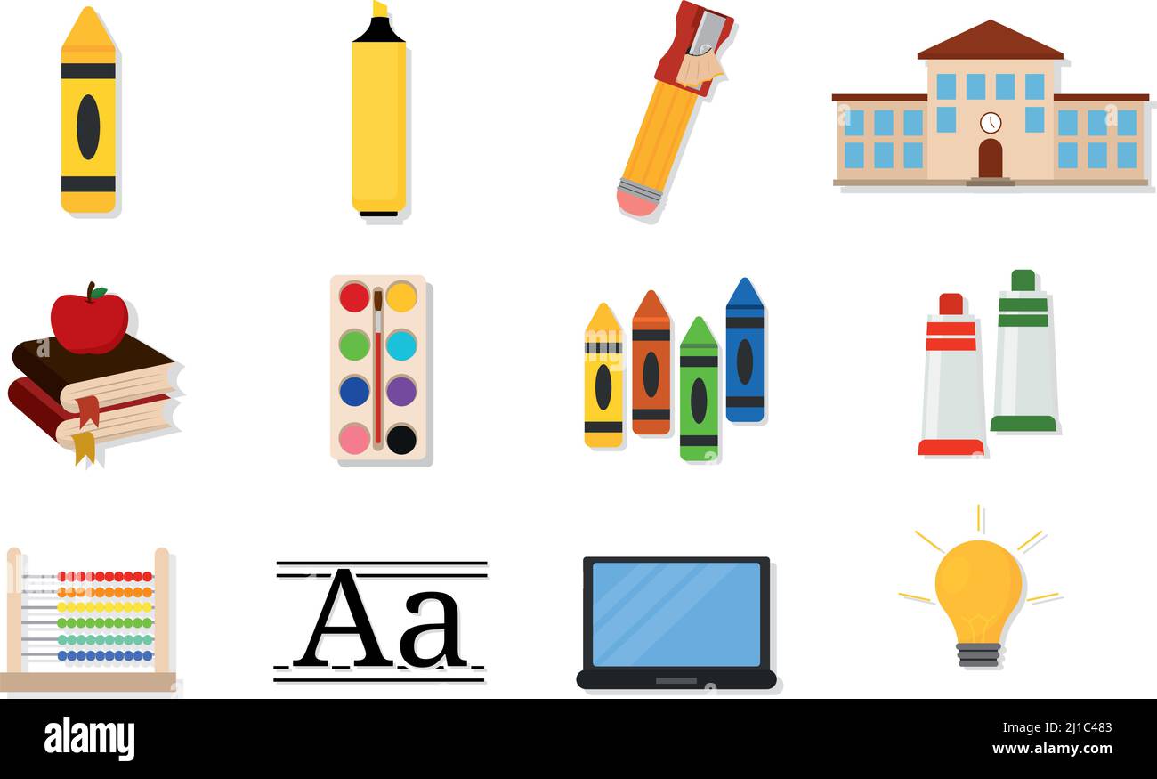 Set supplies school vector illustration Stock Vector Image & Art - Alamy