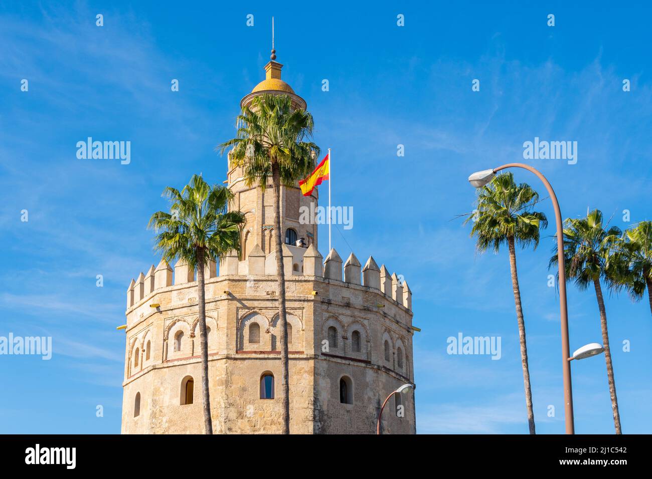 The Torre del Oro, or Golden Tower in the Andalusian city of Seville ...