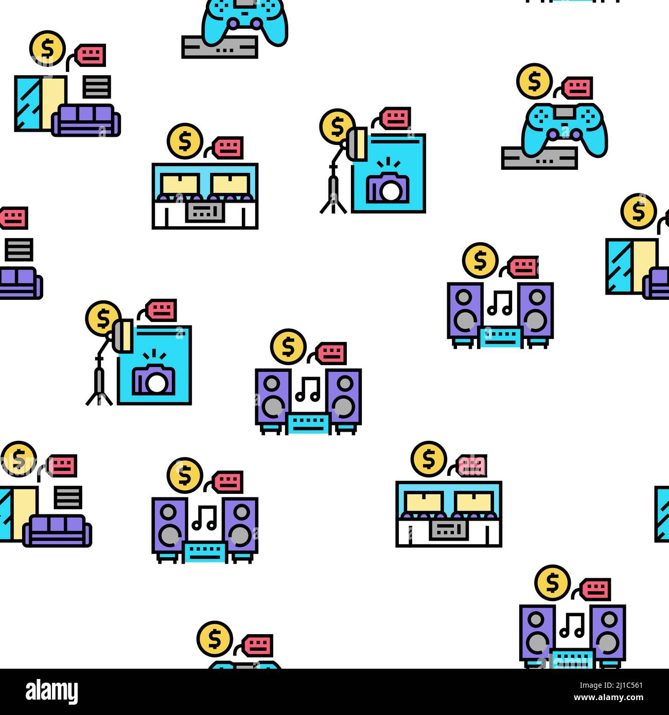 Rental Service Business Vector Seamless Pattern Stock Vector Image ...