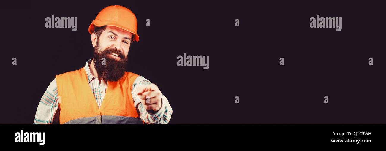 Man builders, industry. Builder in hard hat, foreman or repairman in ...