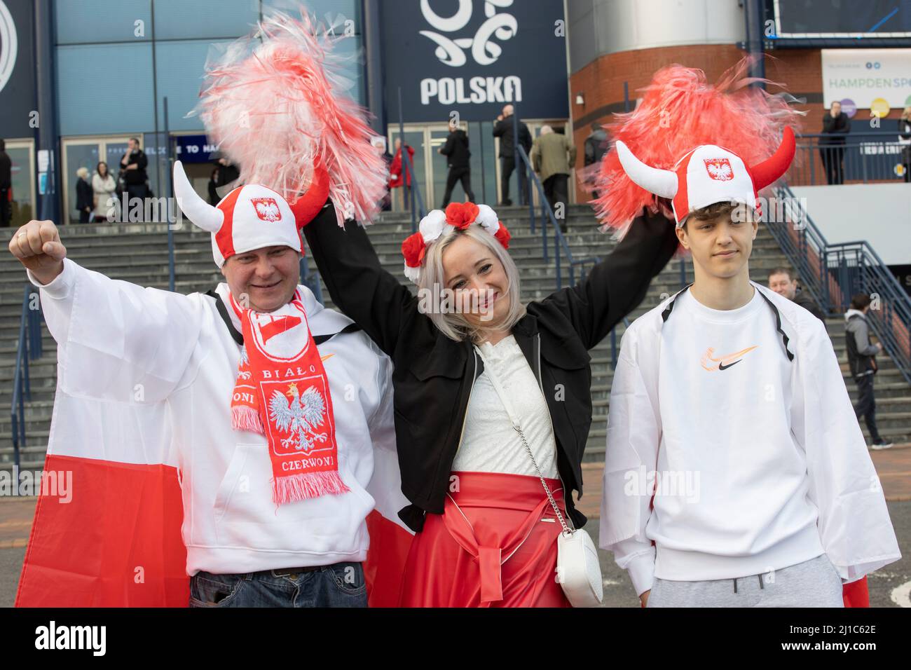 Poland fans pose for a photo before the International Friendly match at ...
