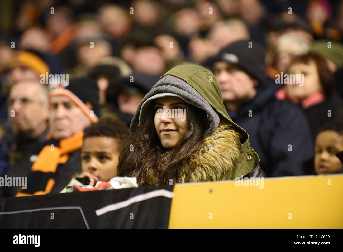 Football supporter fan woman female Wolverhampton Wanderers Molineux ...