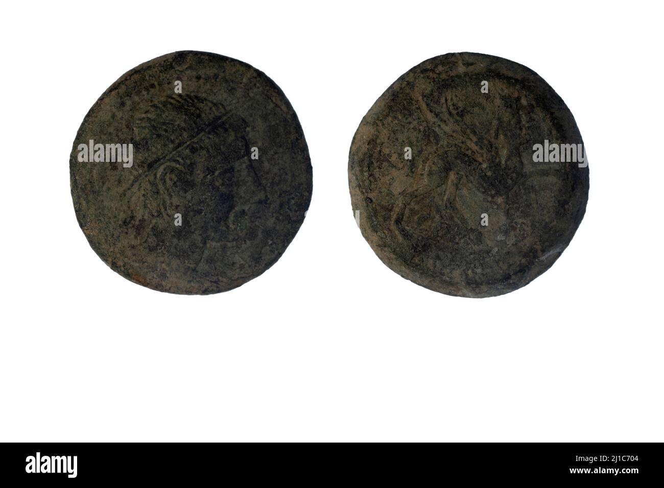 Iberian copper coin - Ace - Obverse and reverse Stock Photo - Alamy