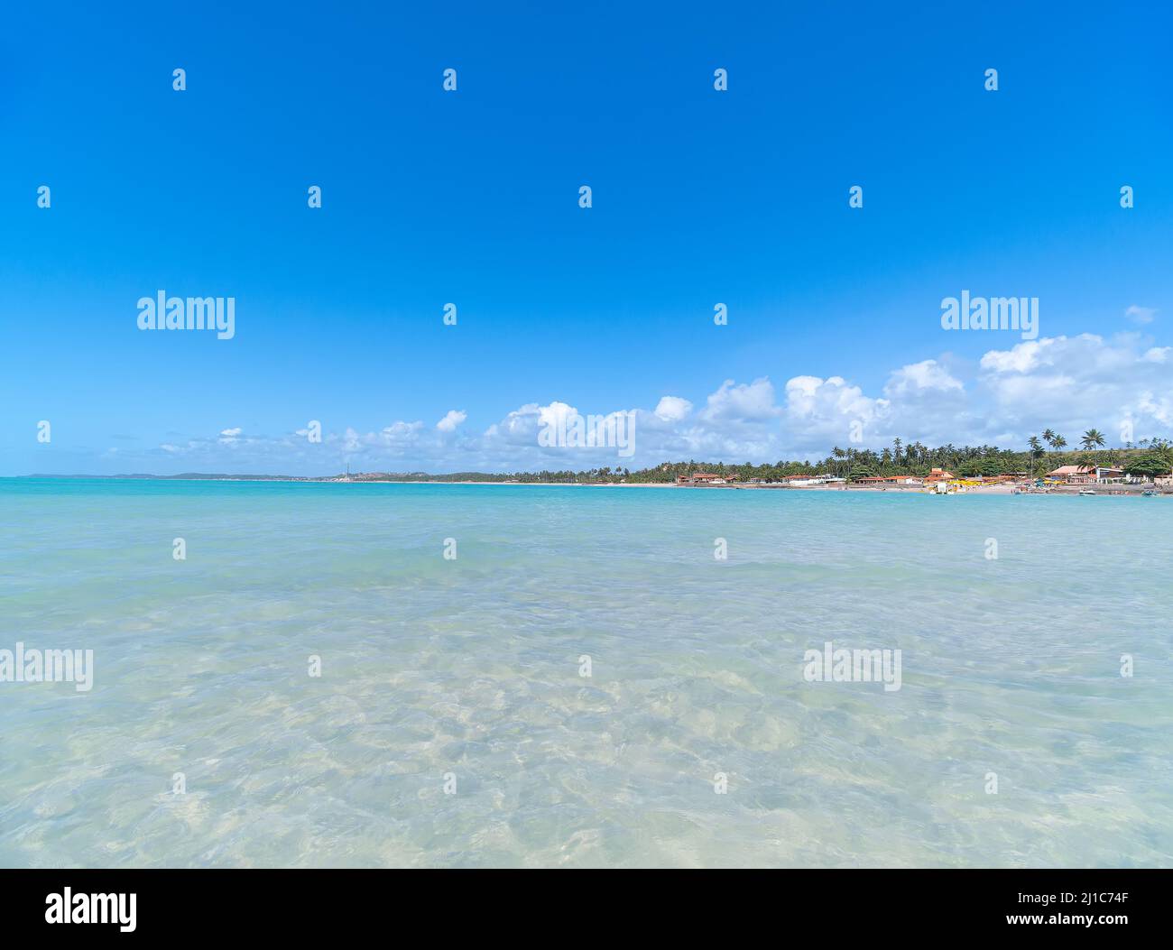 View from the middle of the sea at Moses Path to the Barra Grande beach ...