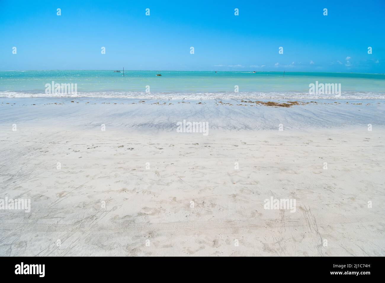 Front view of the beach of Maragogi - AL, Brazil. Beautiful blue sky ...