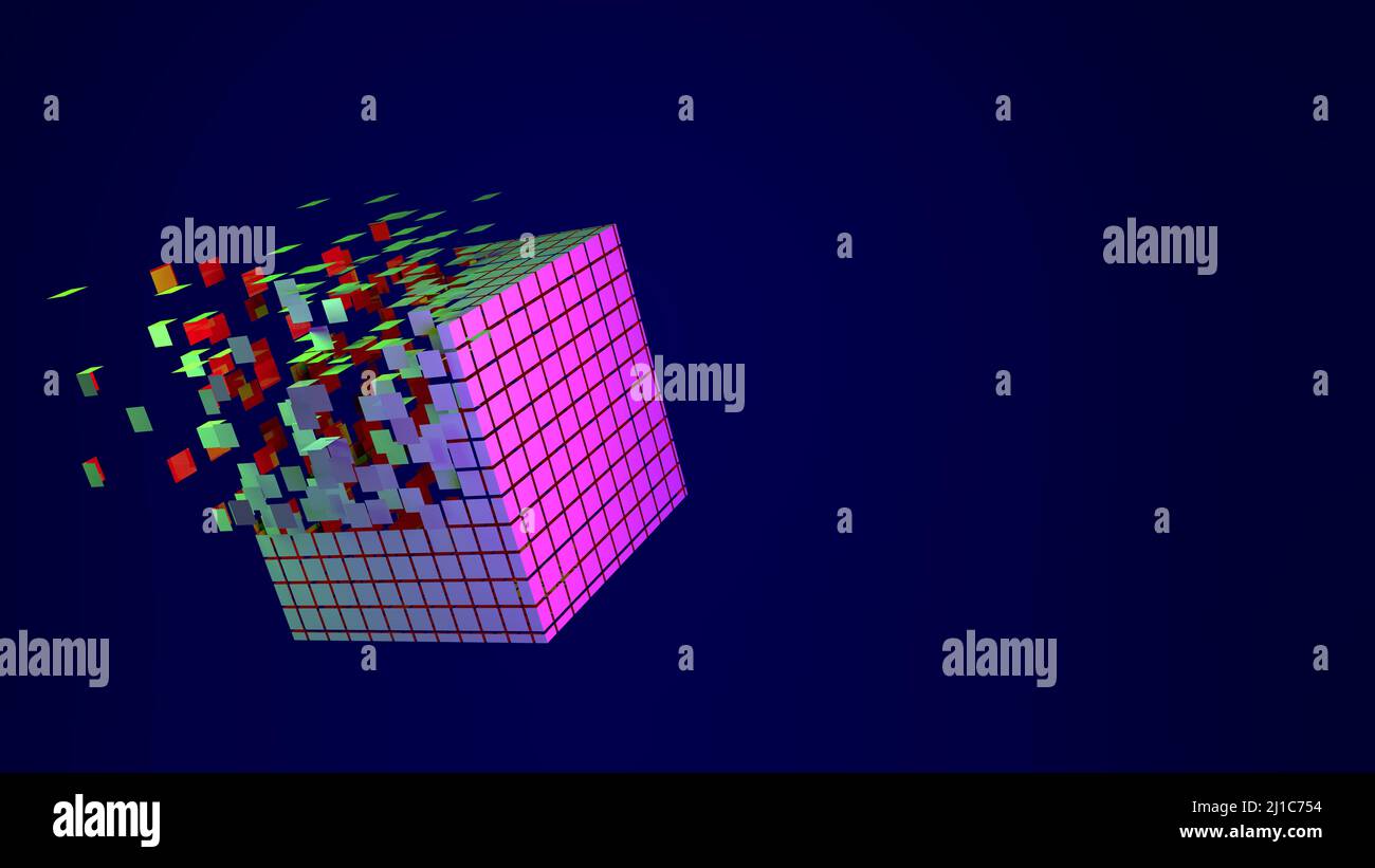 3d cube abstract background. Technology futuristic geometric block ...