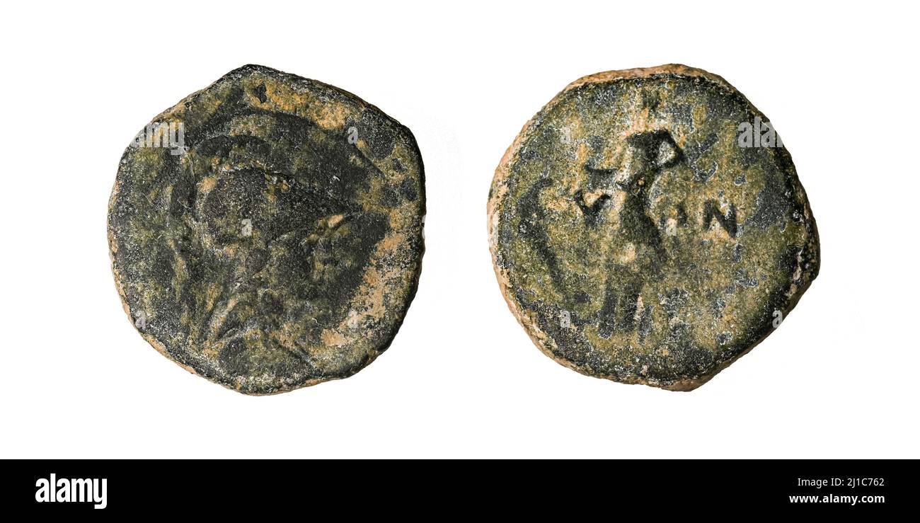 Ancient Roman bronze coin. Obverse and reverse - blank background Stock ...