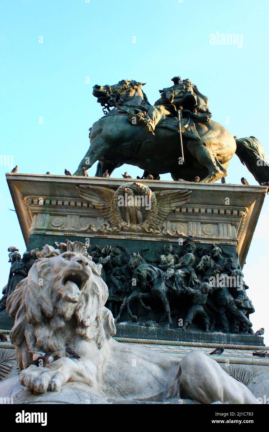 A vertical bottom shot of the Monument to King Victor Emmanuel II in ...