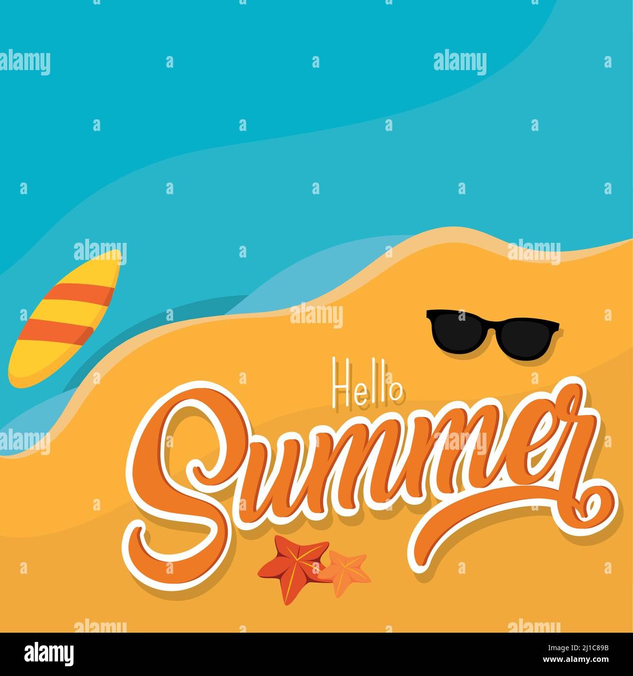 Poster Summer beach sun vector illustration Stock Vector Image & Art ...