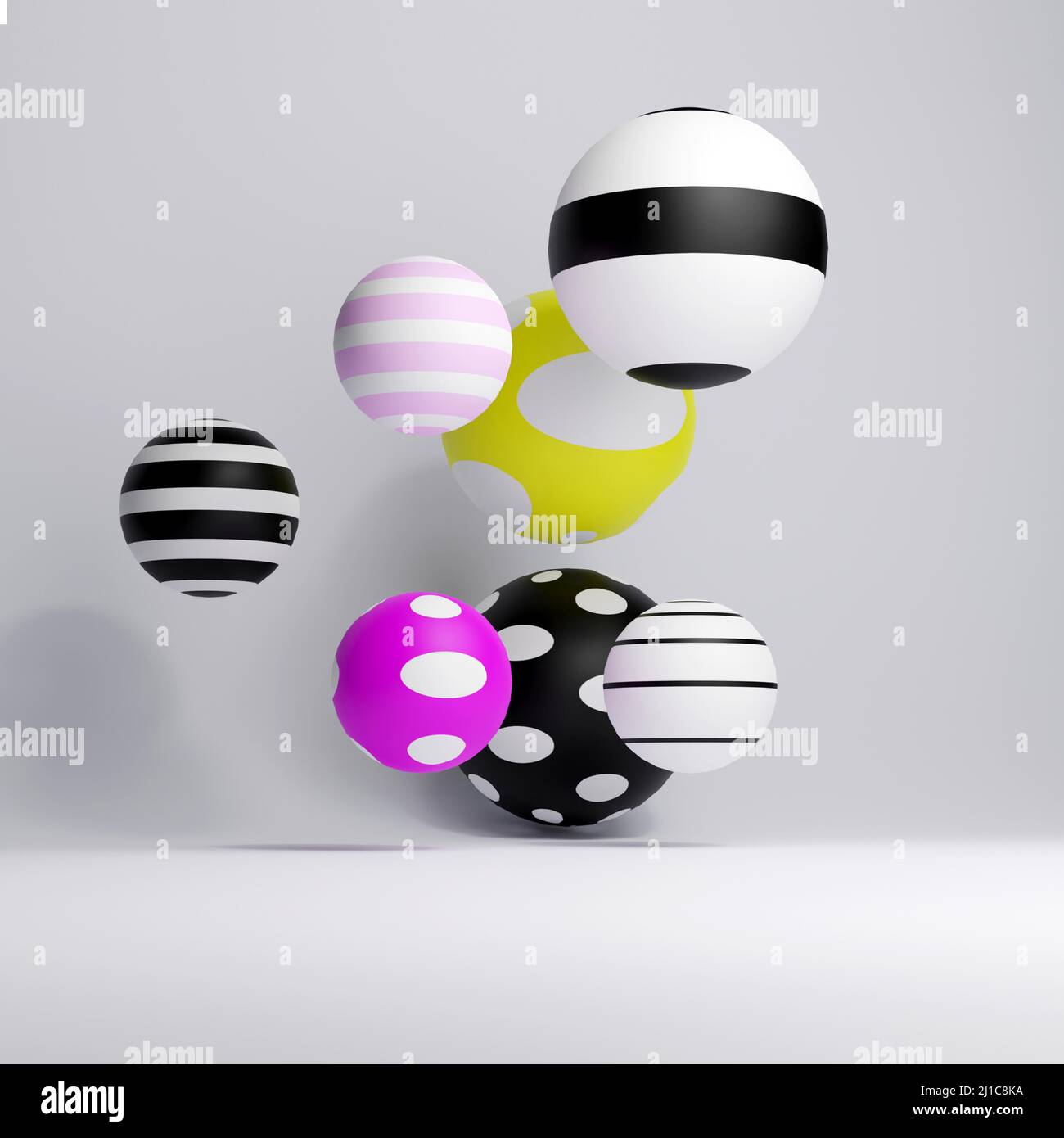 3D rendering trendy background colorful balls shape Stock Photo - Alamy