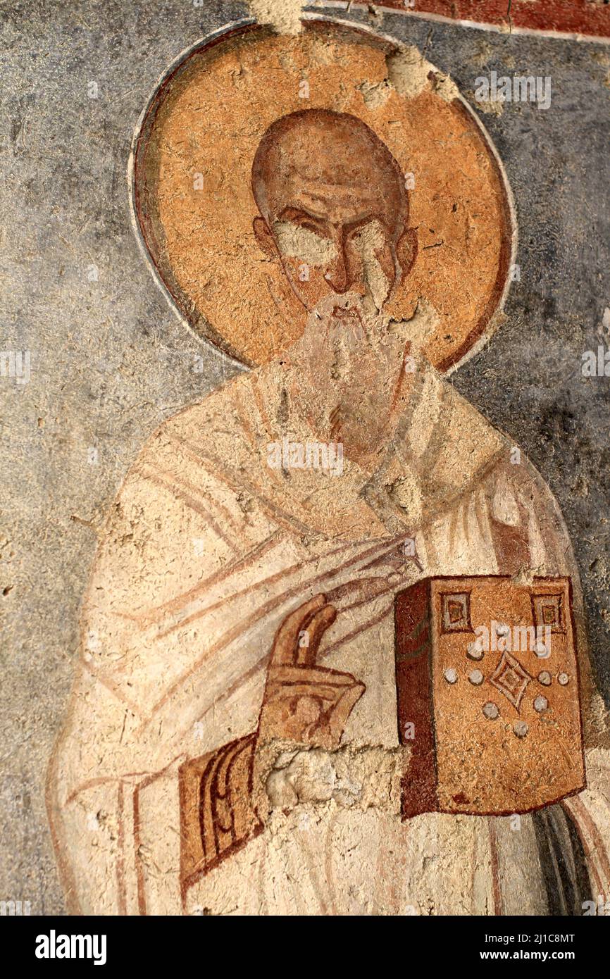 The ancient fresco on the wall of church Stock Photo - Alamy