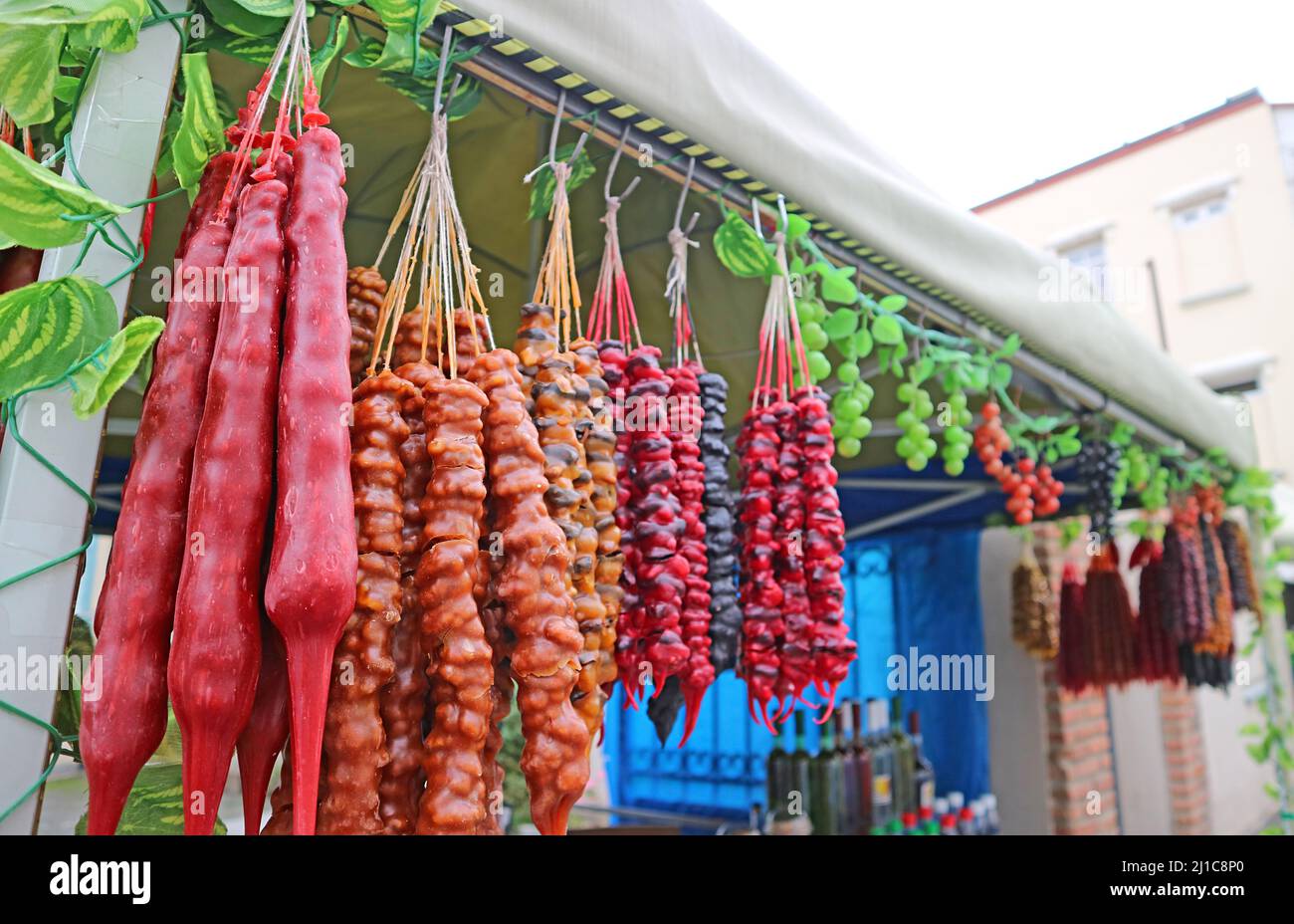 Bunch of Colorful Georgian Traditional Sweets Called Churchkhela ...
