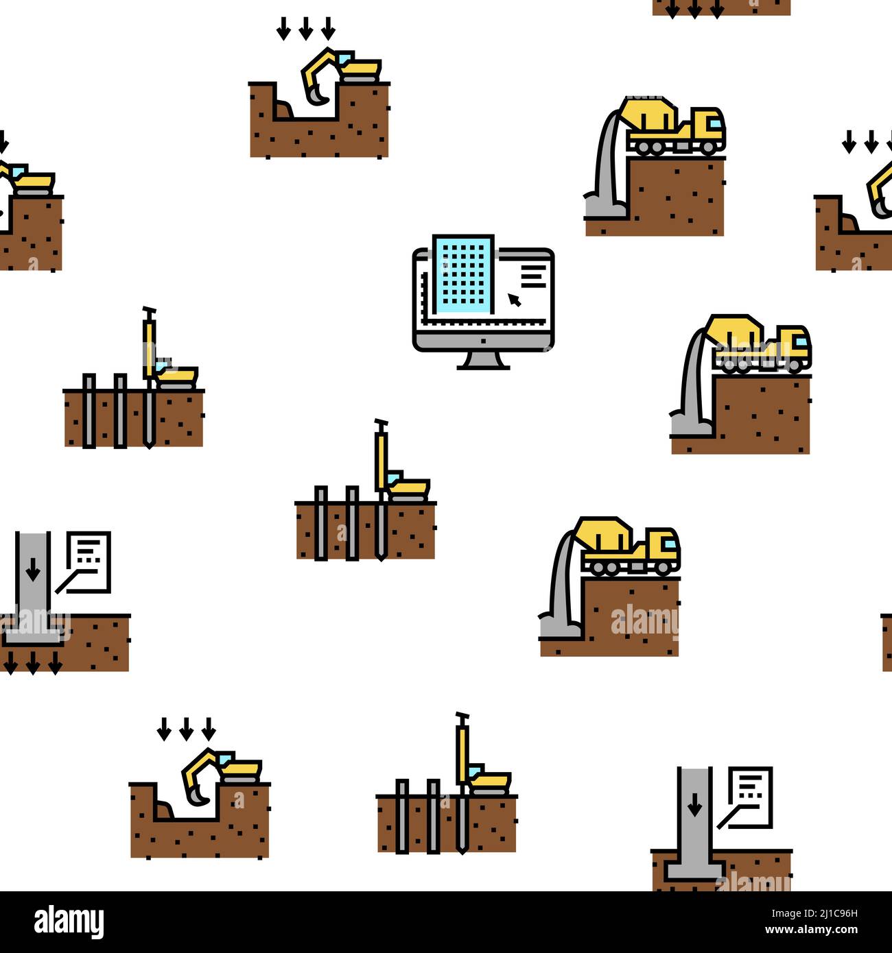 Building Construction Vector Seamless Pattern Stock Vector Image & Art ...