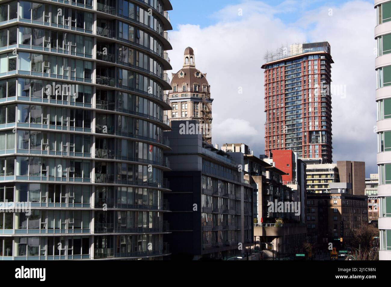 A view of high-rise buildings in downtown Vancouver, British Columbia ...
