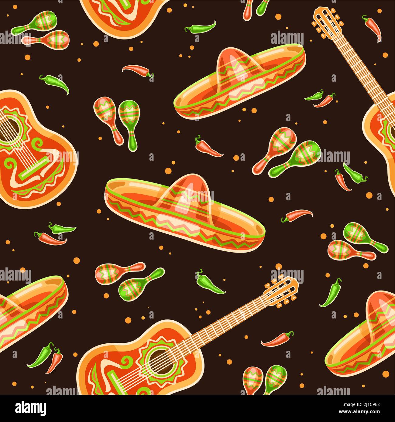 Vector Cinco de Mayo seamless pattern, square repeating background with ...