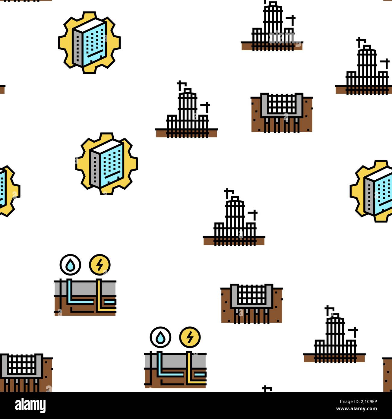 Building Construction Vector Seamless Pattern Stock Vector Image & Art ...