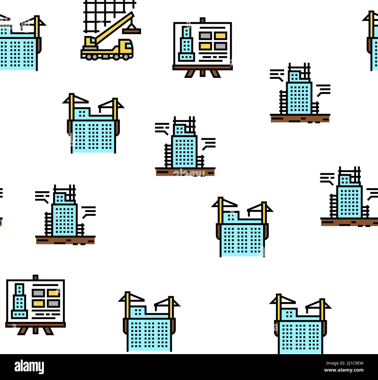 Building Construction Vector Seamless Pattern Stock Vector Image & Art ...