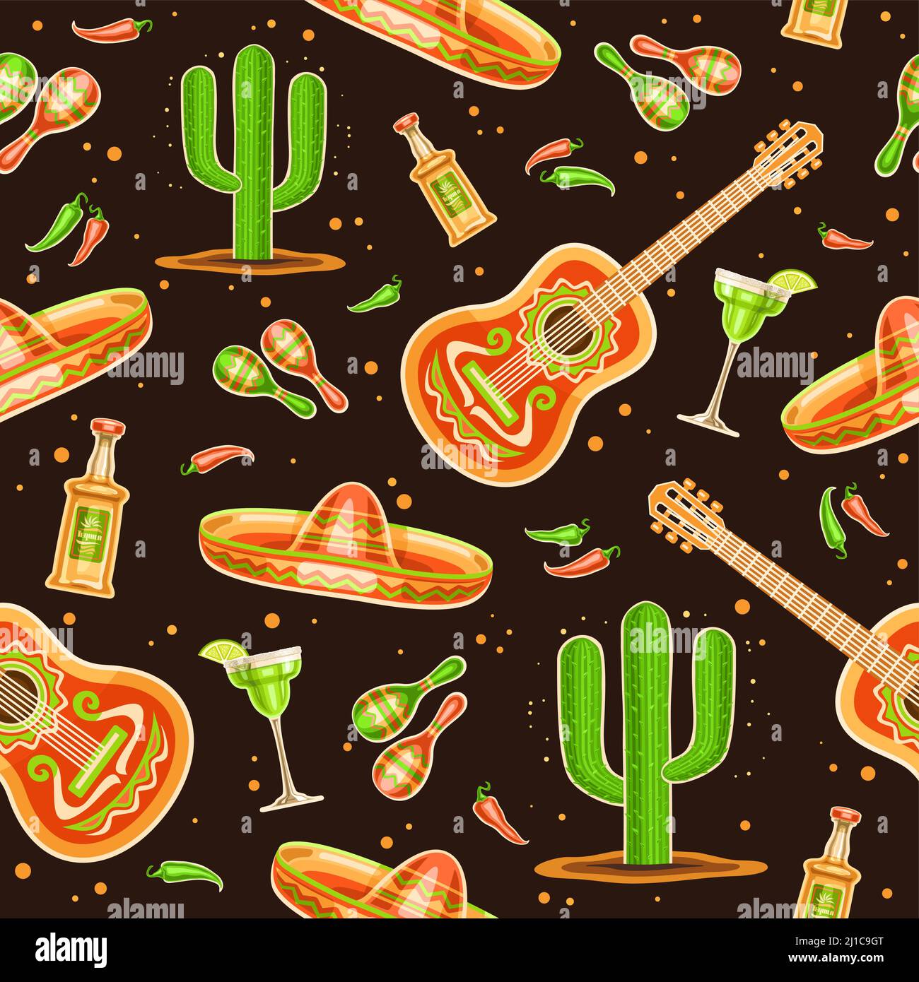 Vector Cinco de Mayo seamless pattern, square repeating background with ...