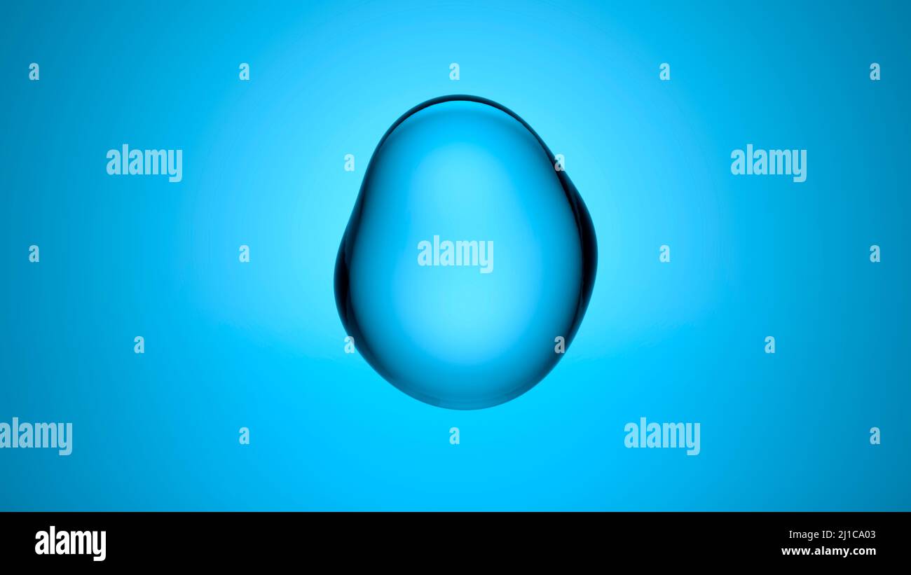 Water drop background. Blue liquid drop of pure water on an empty ...