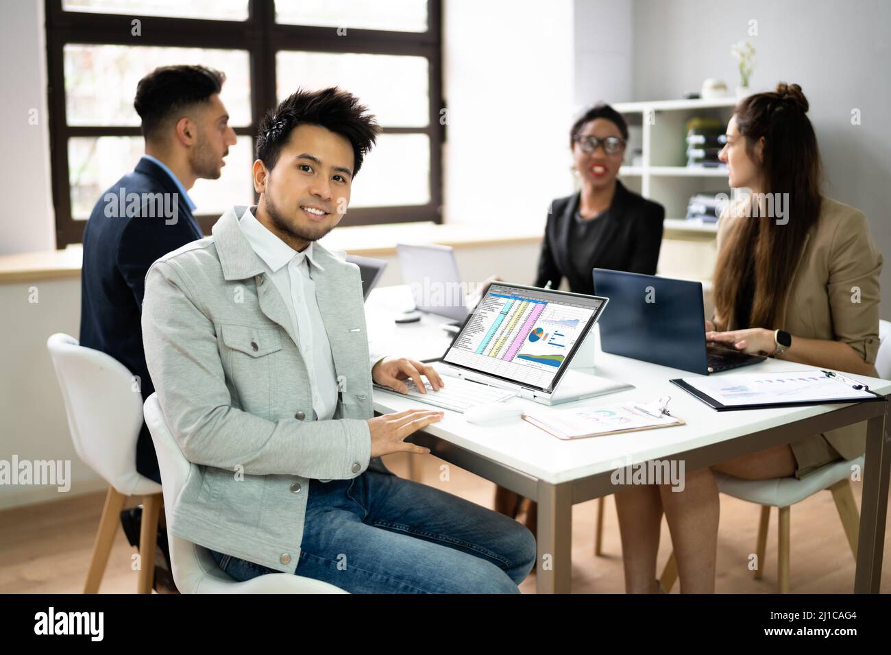 Business People Meeting Teamwork. Diverse Staff Using Technology Stock ...