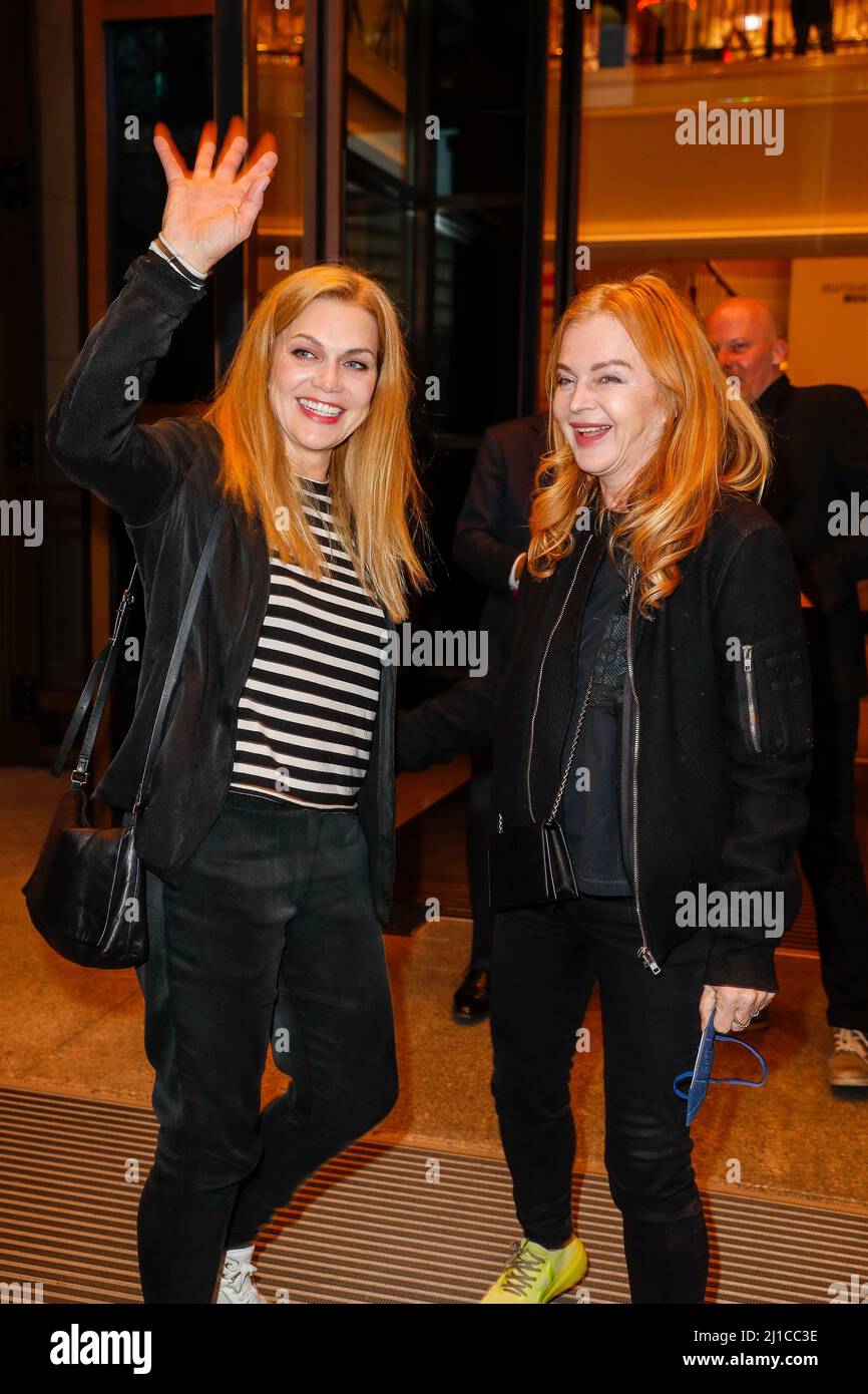 Berlin, Germany. 24th Mar, 2022. Anna Loos (l) and Inga Humpe arrive at ...