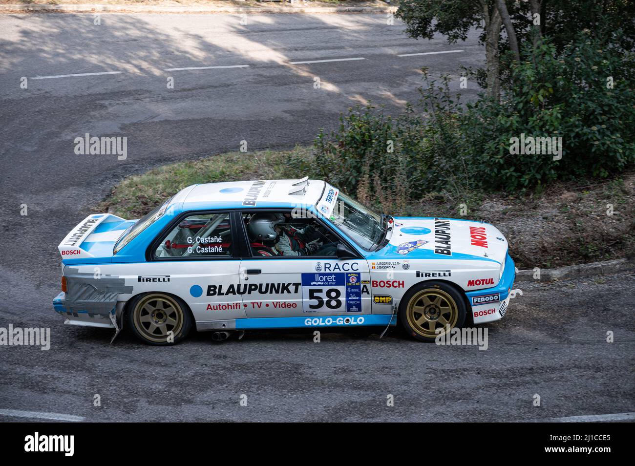 A BMW E30 M3 during competition at the Asphalt Rally 9 Lloret de Mar ...
