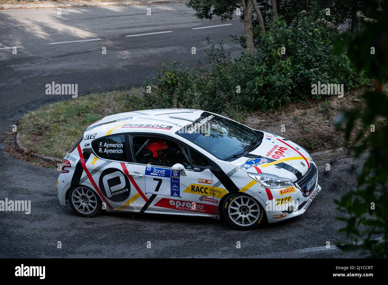 The Peugeot 208 R2 in Lloret de Mar asphalt rally Stock Photo - Alamy