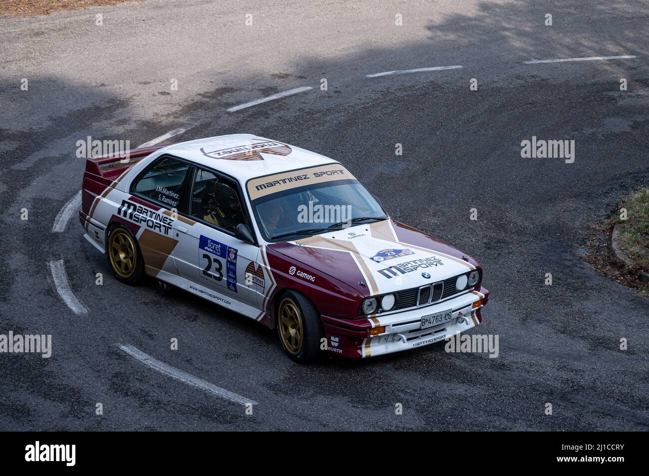 The BMW E30 M3 in 9 Lloret de Mar asphalt rally Stock Photo - Alamy