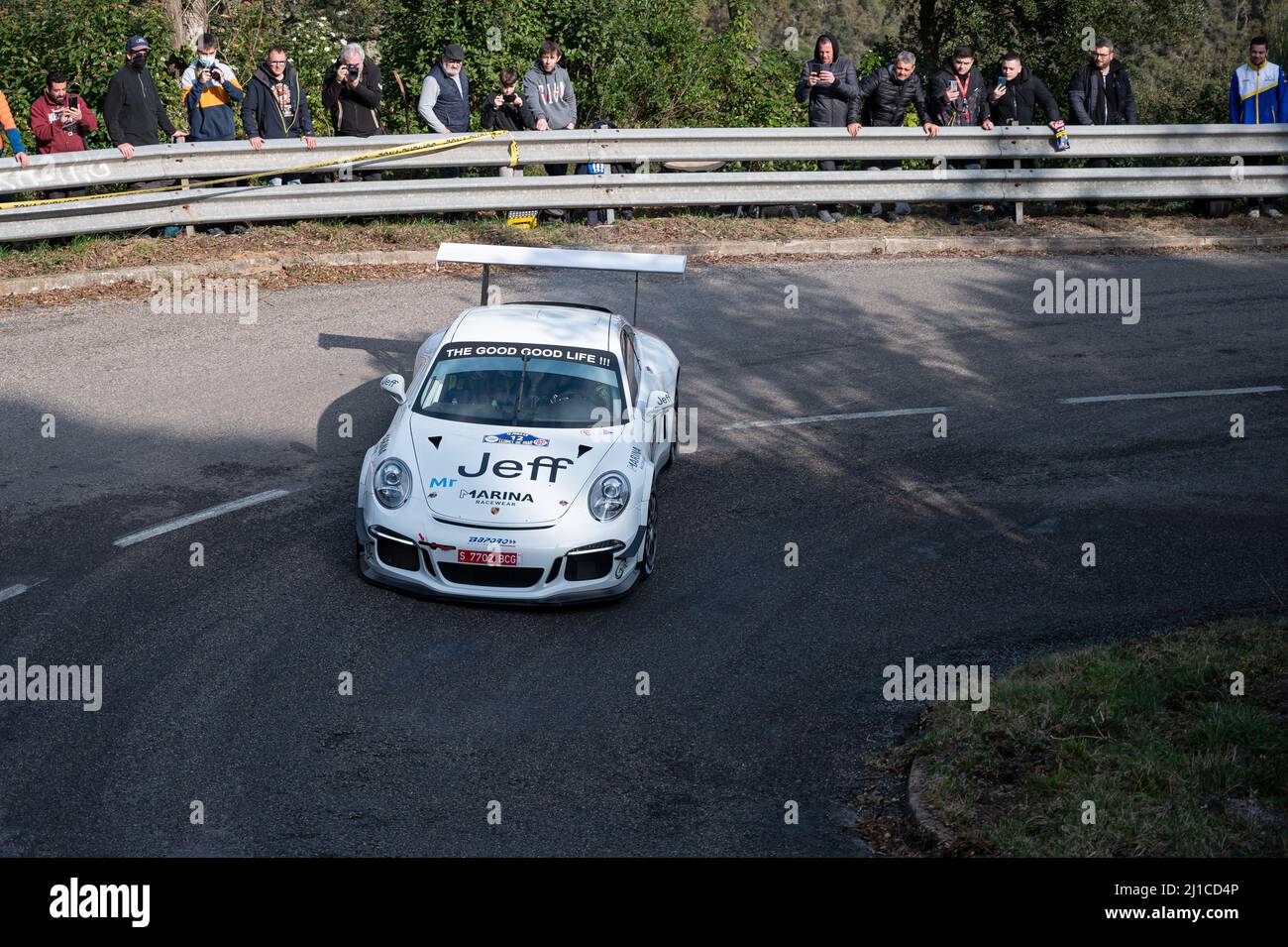 The Porsche 911 in Lloret de Mar asphalt rally Stock Photo - Alamy