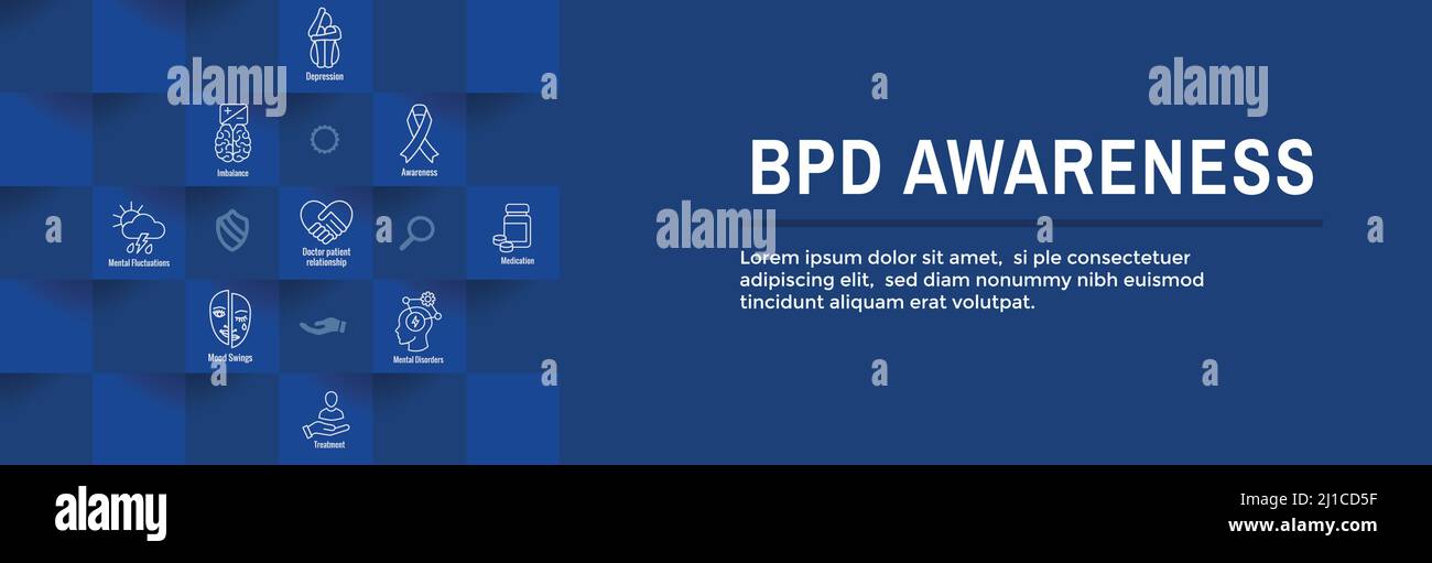 BPD - Borderline Personality Disorder icon set and web header ...