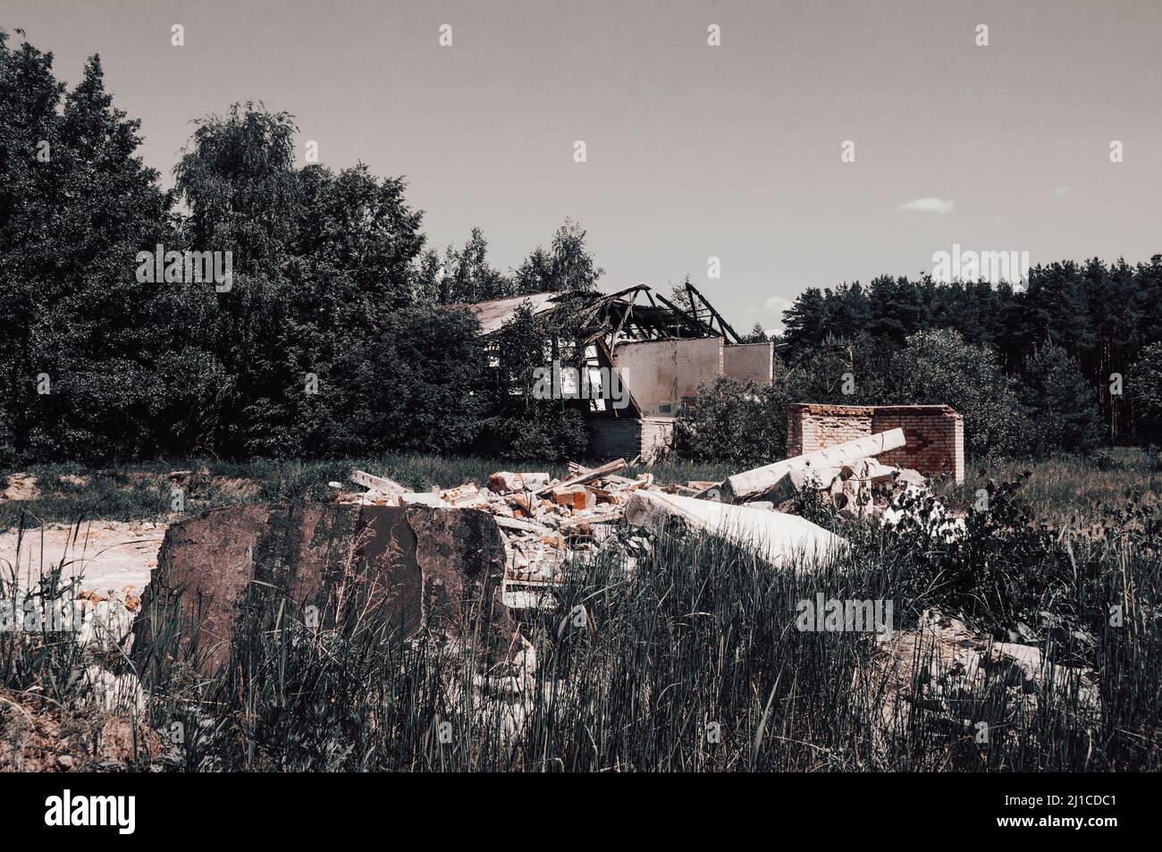 City ruins. The concept of fighting, destruction during natural ...