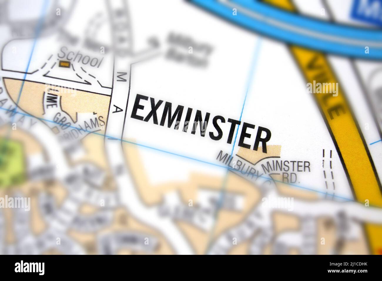 Exminster village - Devon, United Kingdom colour atlas map and town ...
