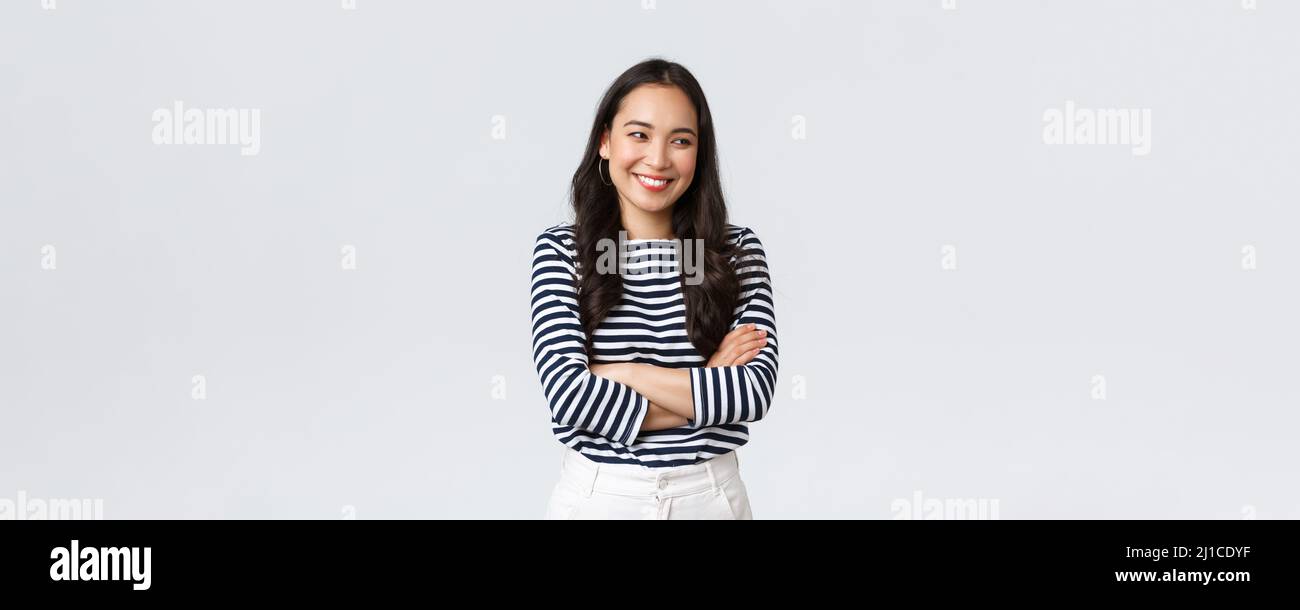 Lifestyle, beauty and fashion, people emotions concept. Cheerful cute ...