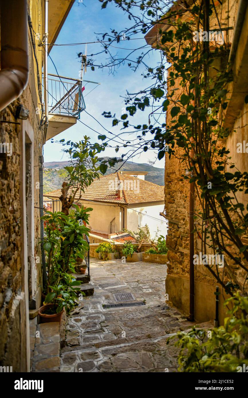 A vertical picture of a town in Salerno province, Italy Stock Photo - Alamy