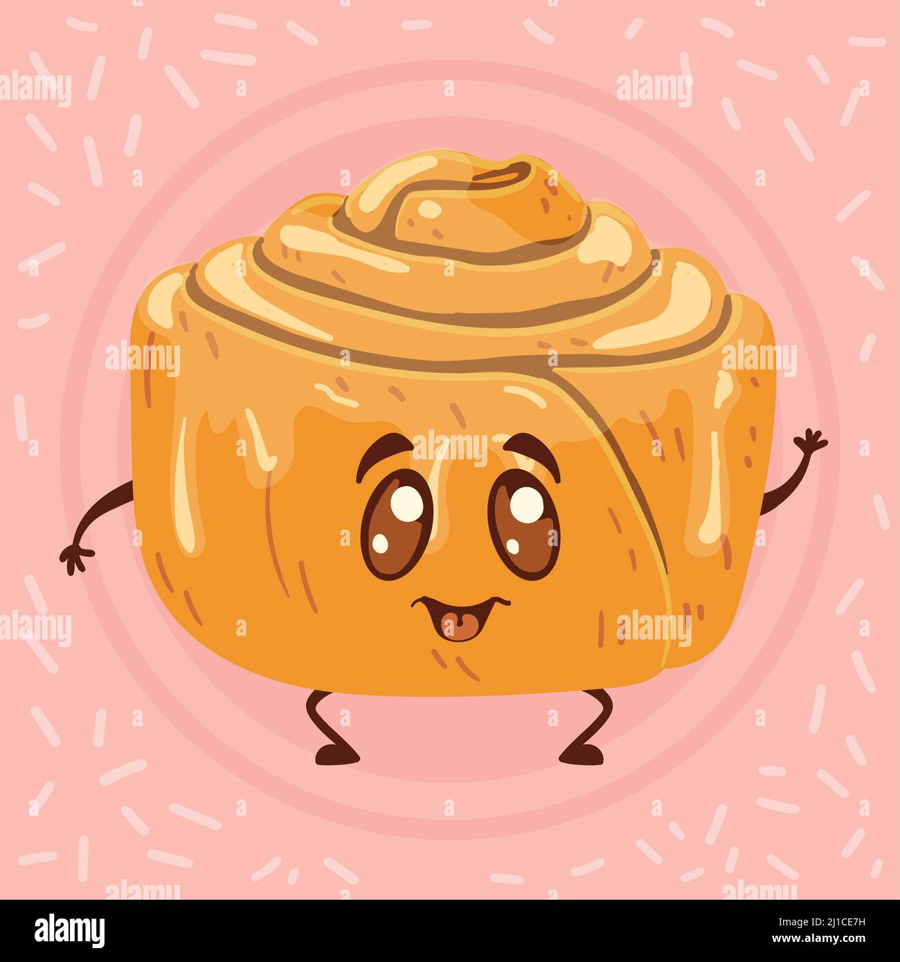Isolated happy cute muffin cartoon character Bakery pattern background ...