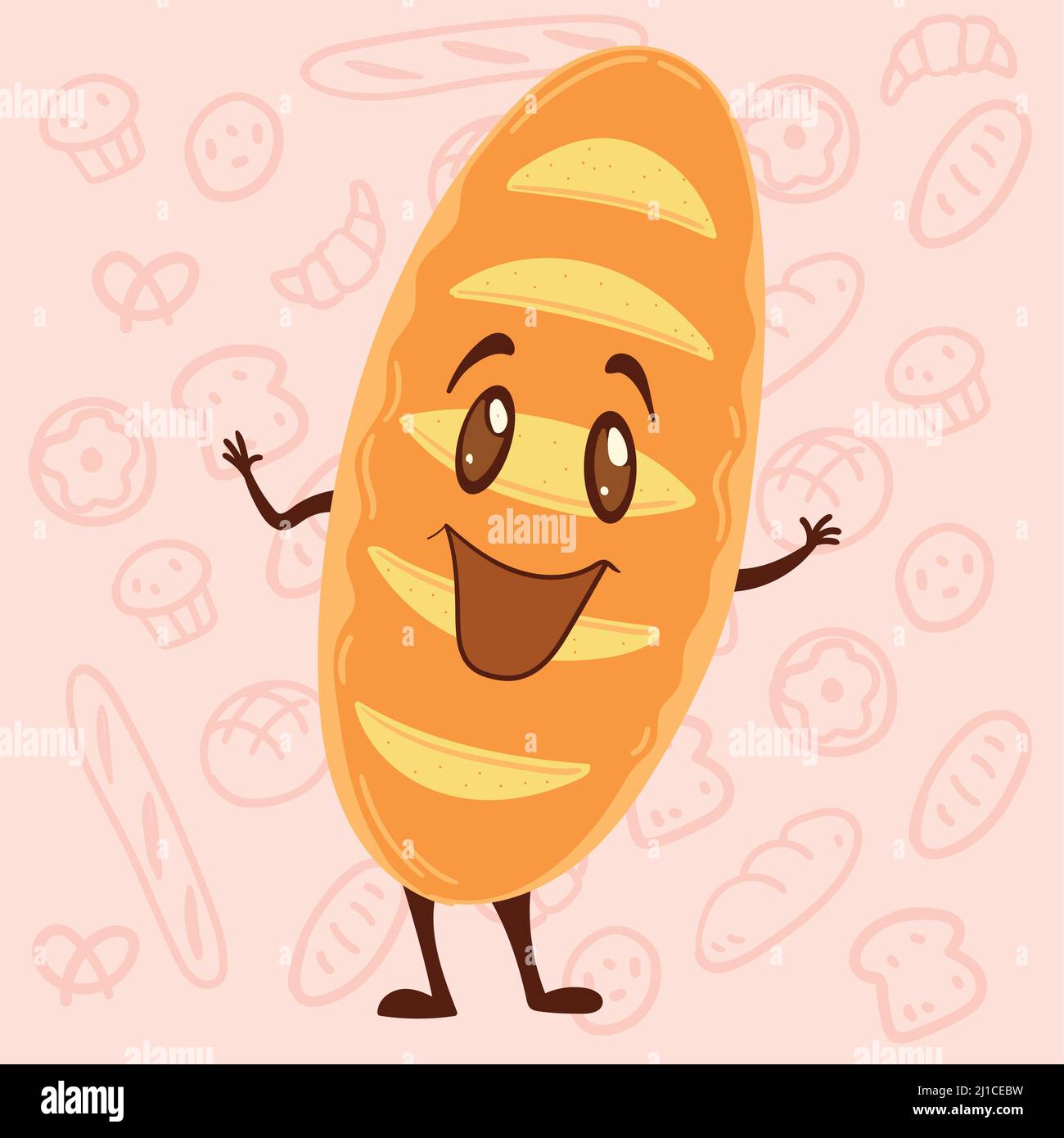 Isolated happy bread cute cartoon Vector Stock Vector Image & Art - Alamy