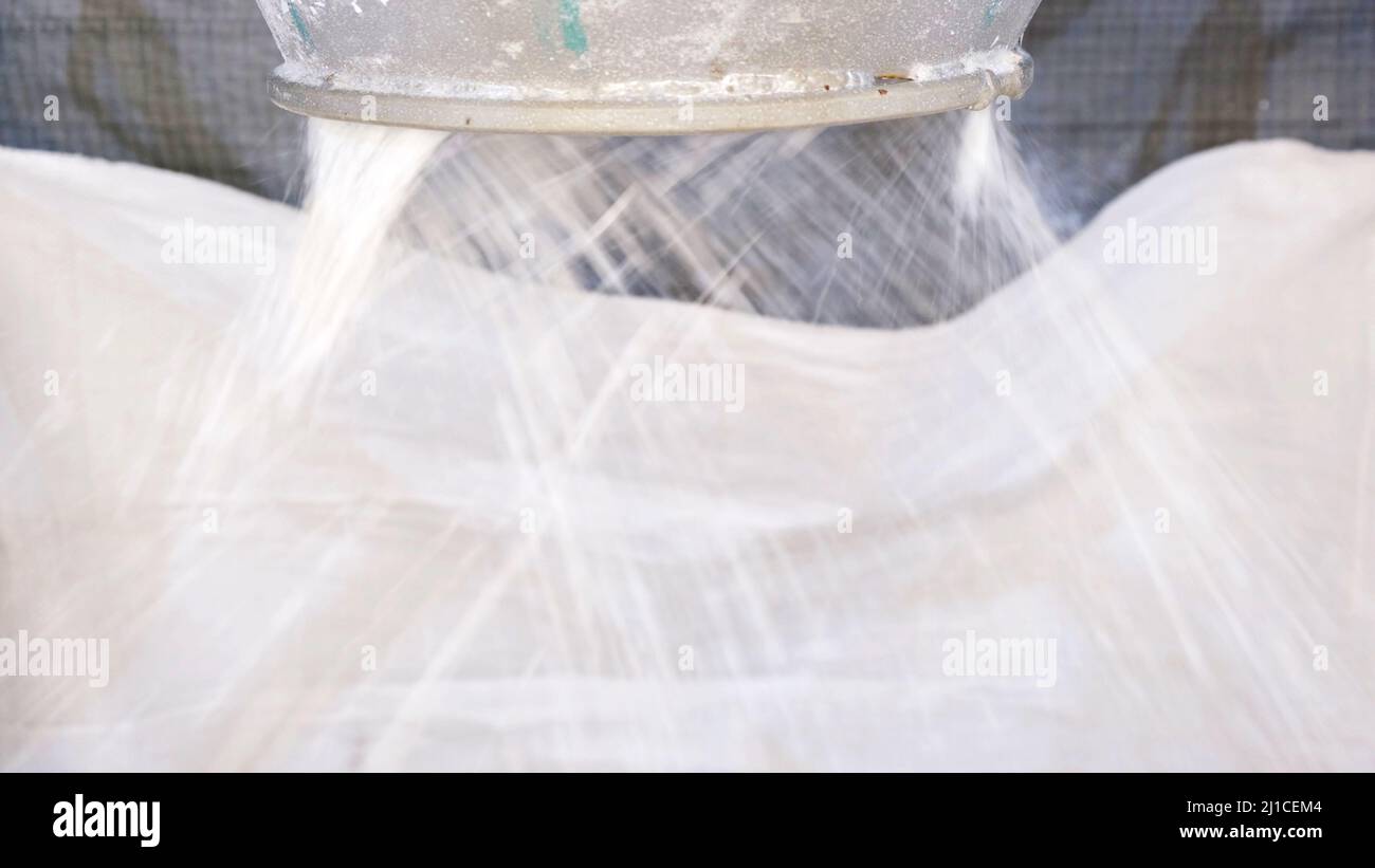 White hard grinded plastic comes out of the cyclone of the machine by ...