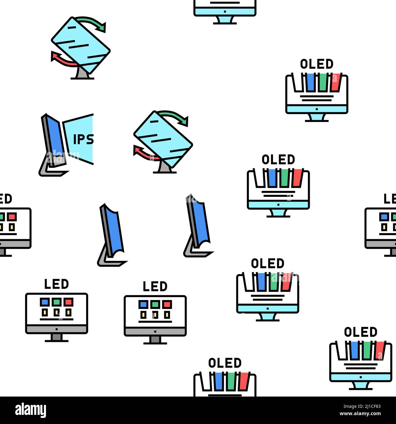 Computer Pc Monitor Vector Seamless Pattern Stock Vector Image & Art ...