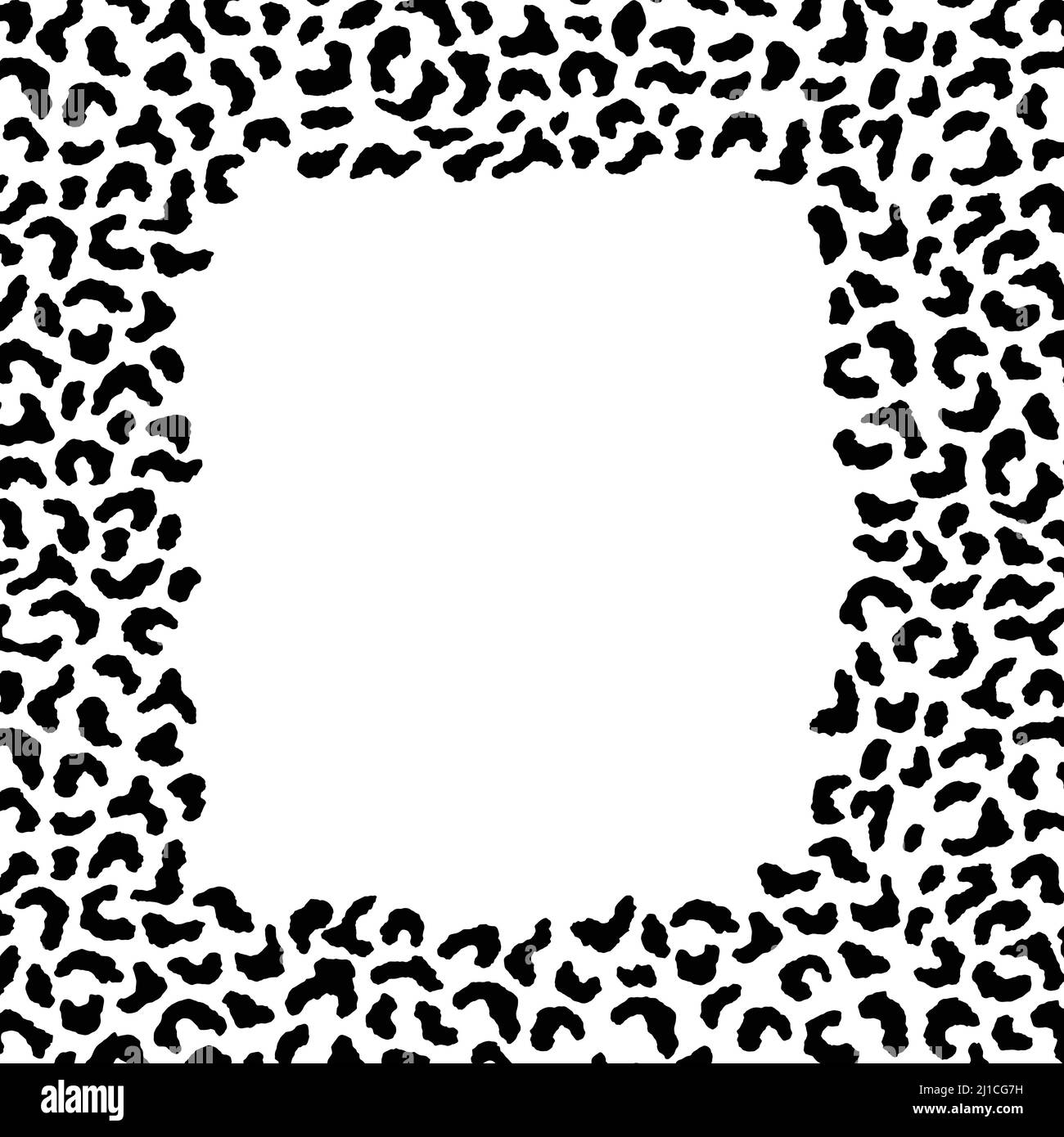 Black and white frame with modern ornament of stylized leopard skin ...