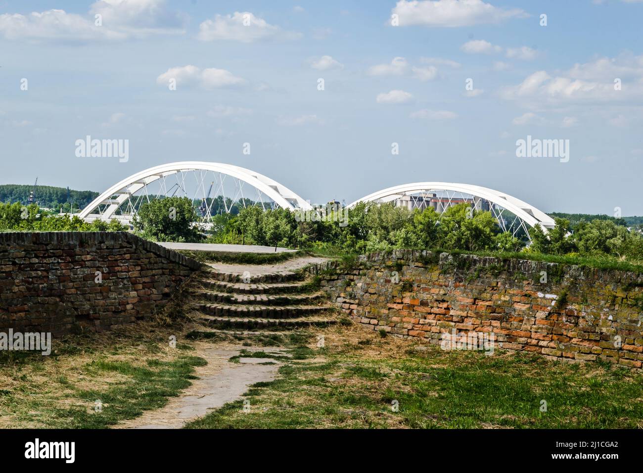 View of the new Zezeljev bridge from the Petrovaradin fortress Stock ...