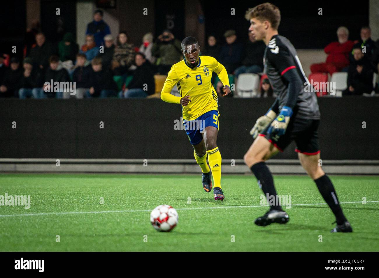 Silkeborg, Denmark. 23rd, March 2022. Emmanuel Tannor (9) of Sweden ...