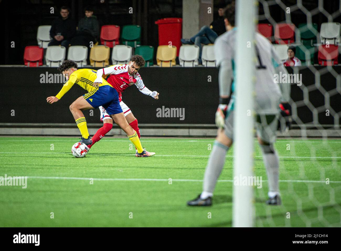 Silkeborg, Denmark. 23rd, March 2022. Malek Bakhit (2) of Denmark seen ...