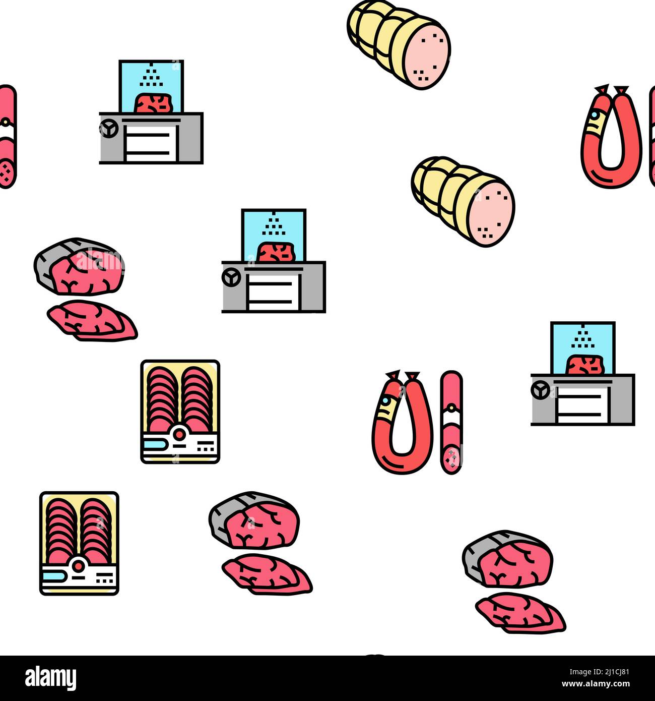 Meat Factory Product Vector Seamless Pattern Stock Vector Image & Art ...