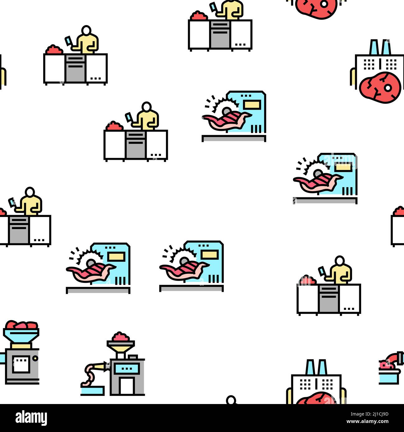 Meat Factory Product Vector Seamless Pattern Stock Vector Image & Art ...