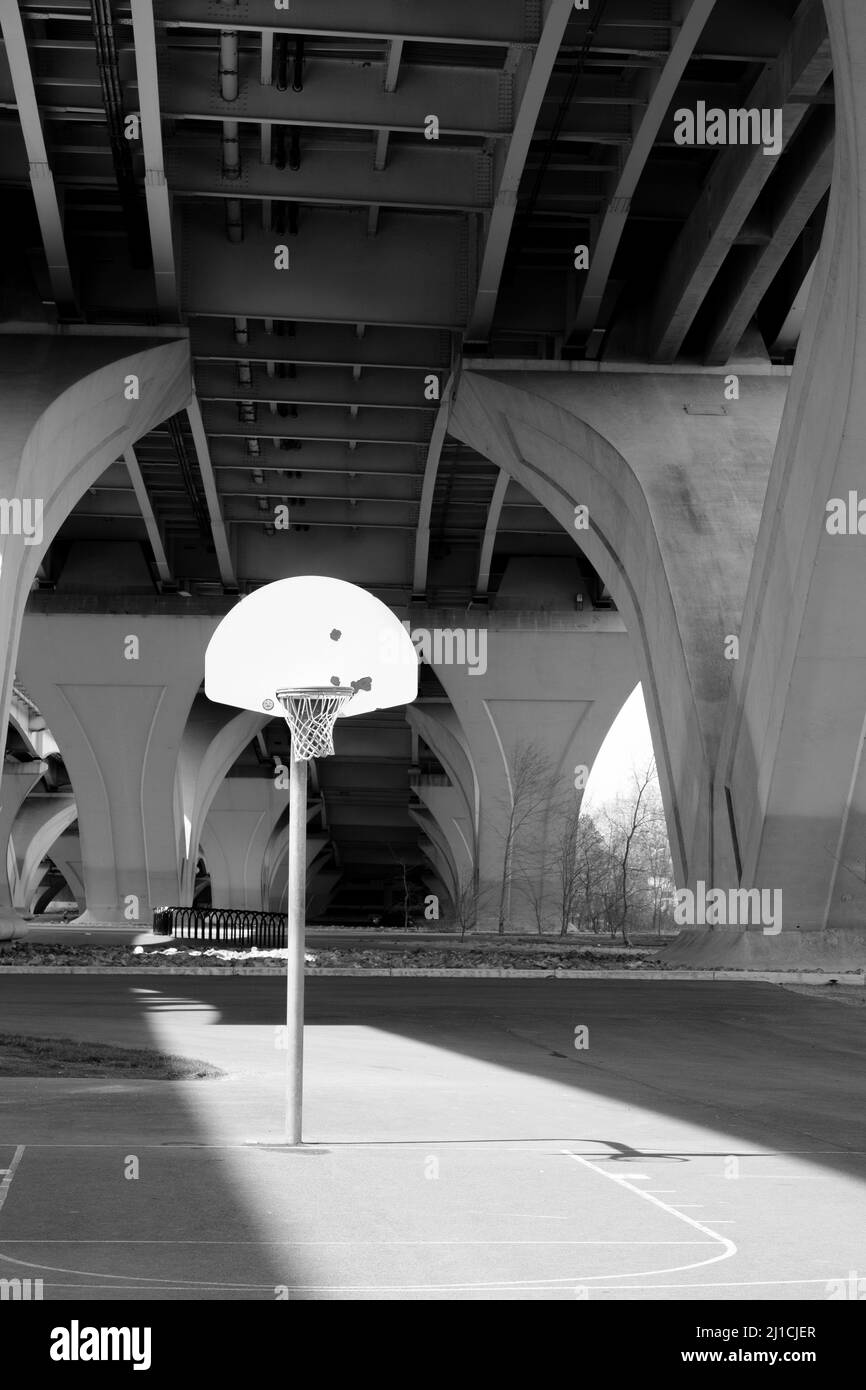 Asphalt basketball court Black and White Stock Photos & Images - Alamy