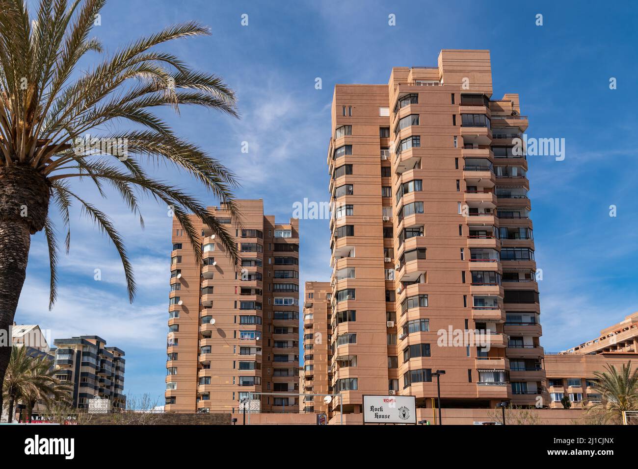 Beautiful streets of Fuengirola city situated in Malaga province ...