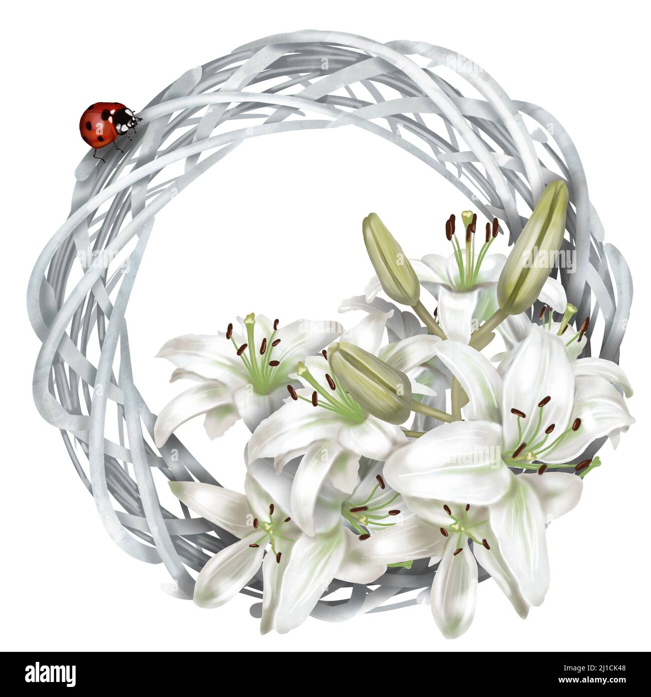 Watercolor spring wreath. Wreath with flowers. Flower frame Stock Photo ...